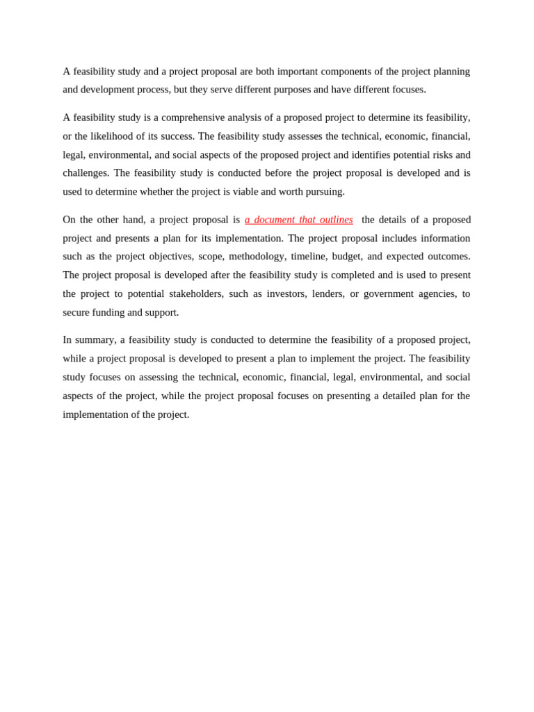 A Feasibility Study and A Project Proposal | PDF
