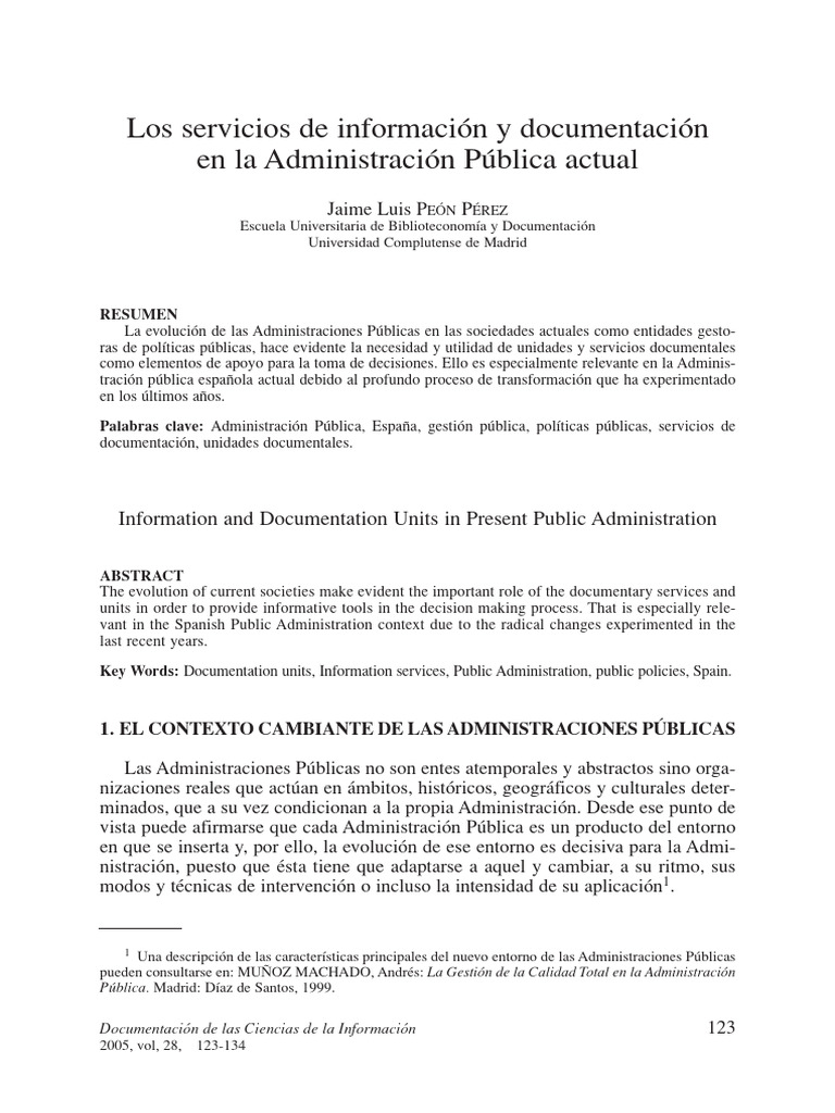 Servicios Informacion Documentacion Admon Publica | PDF