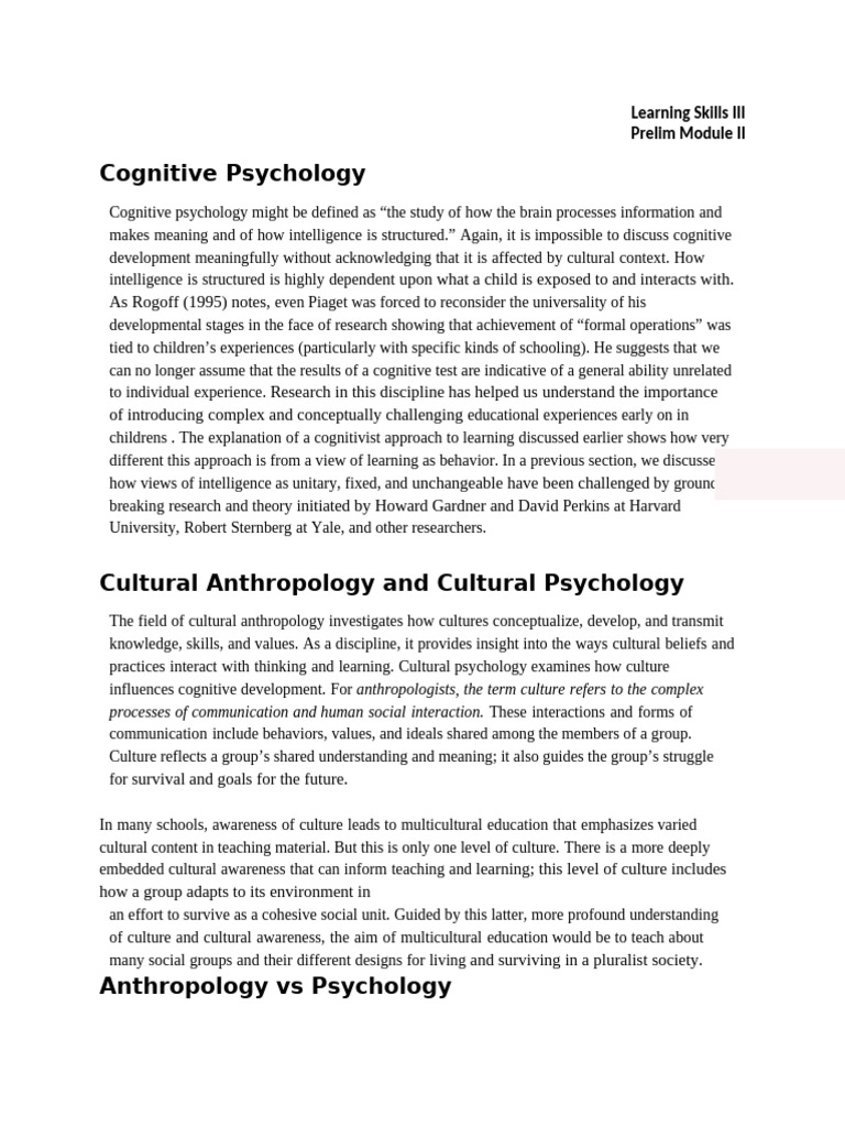 Cognitive Psychology | PDF