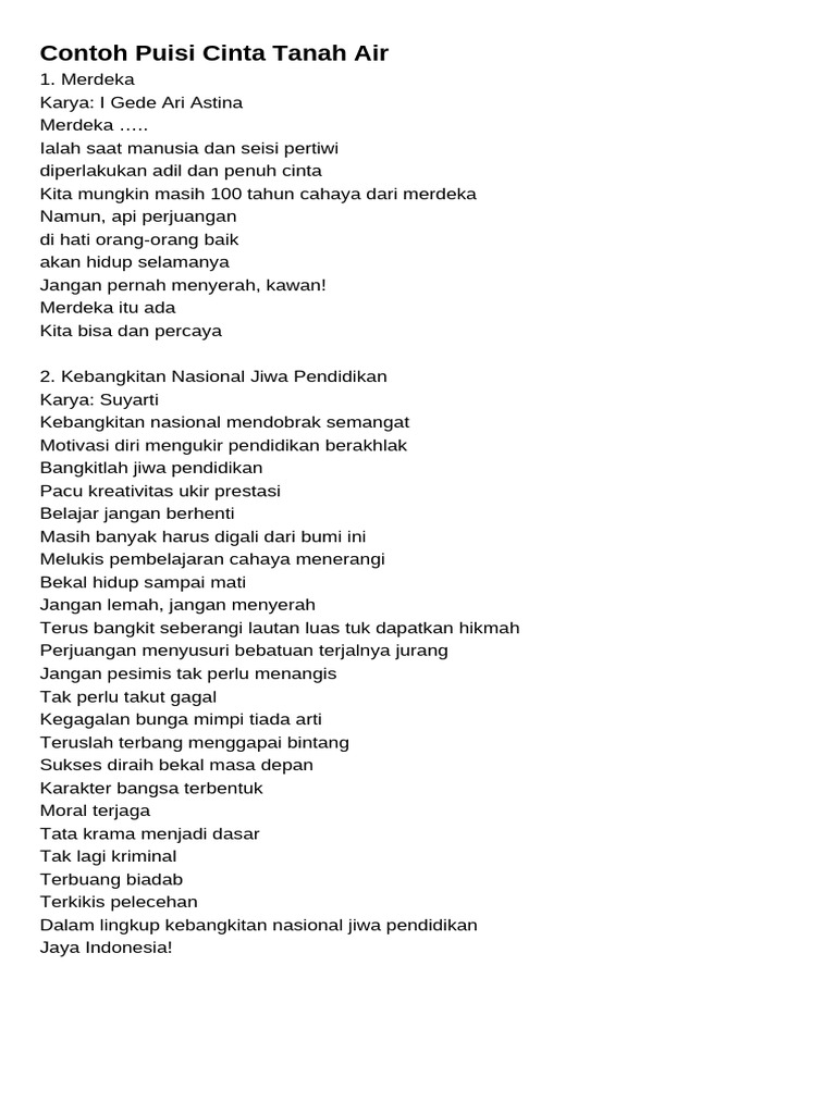 Contoh Puisi Cinta Tanah Air | PDF