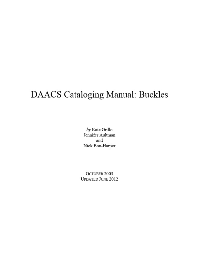 DAACS Cataloging Manual: Buckles | PDF