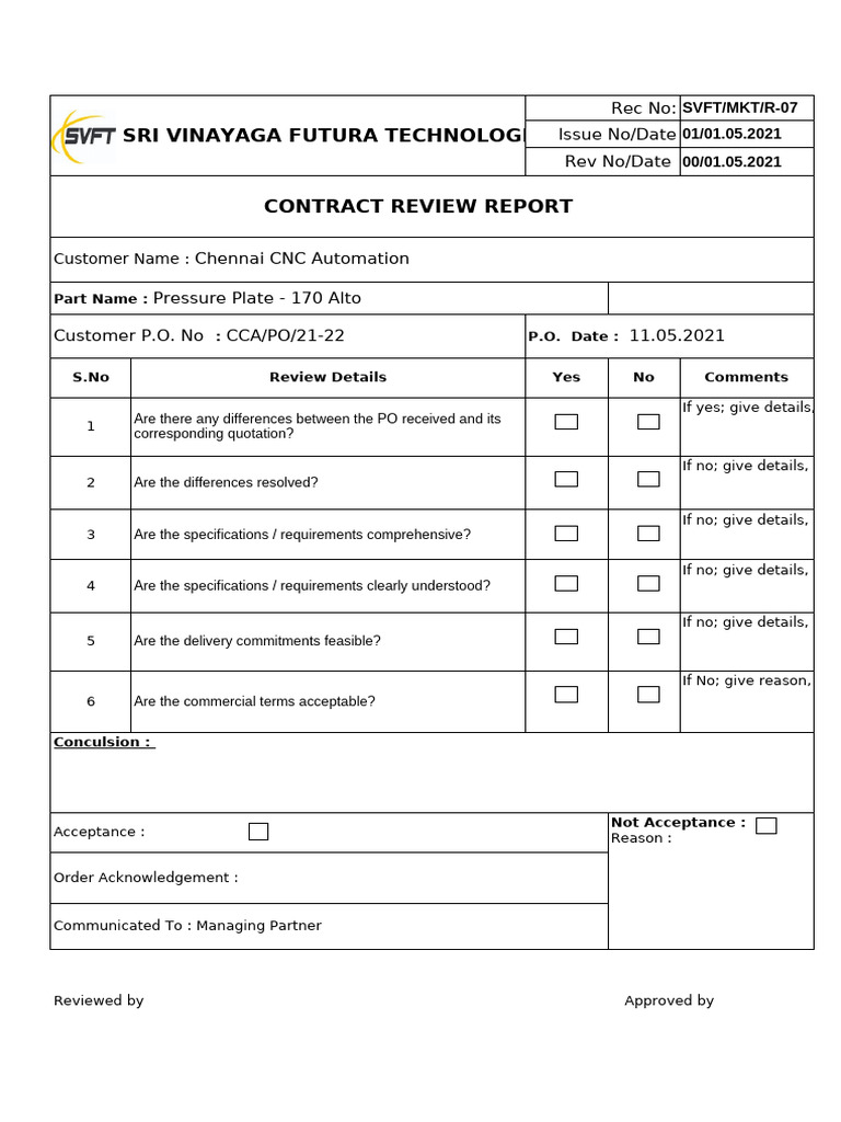 Contract Review Report-02 | PDF | Finance & Money Management