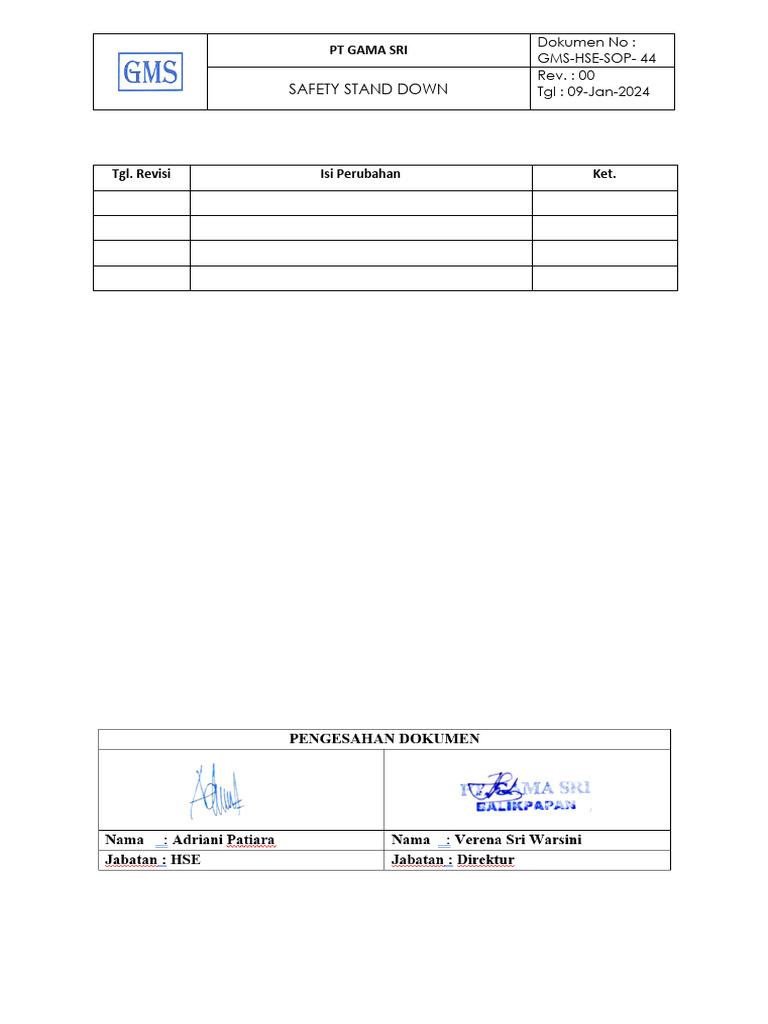 GMS-HSE-SOP-44 Safety Stand Down | PDF