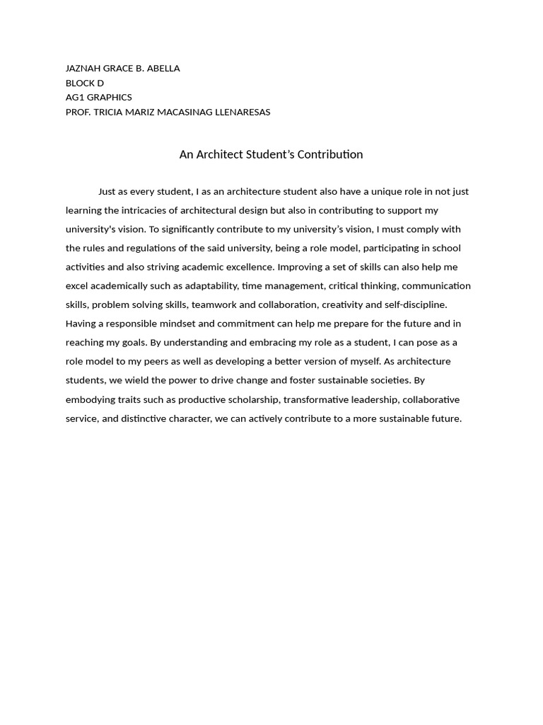An Architect Student’s Contribution | PDF