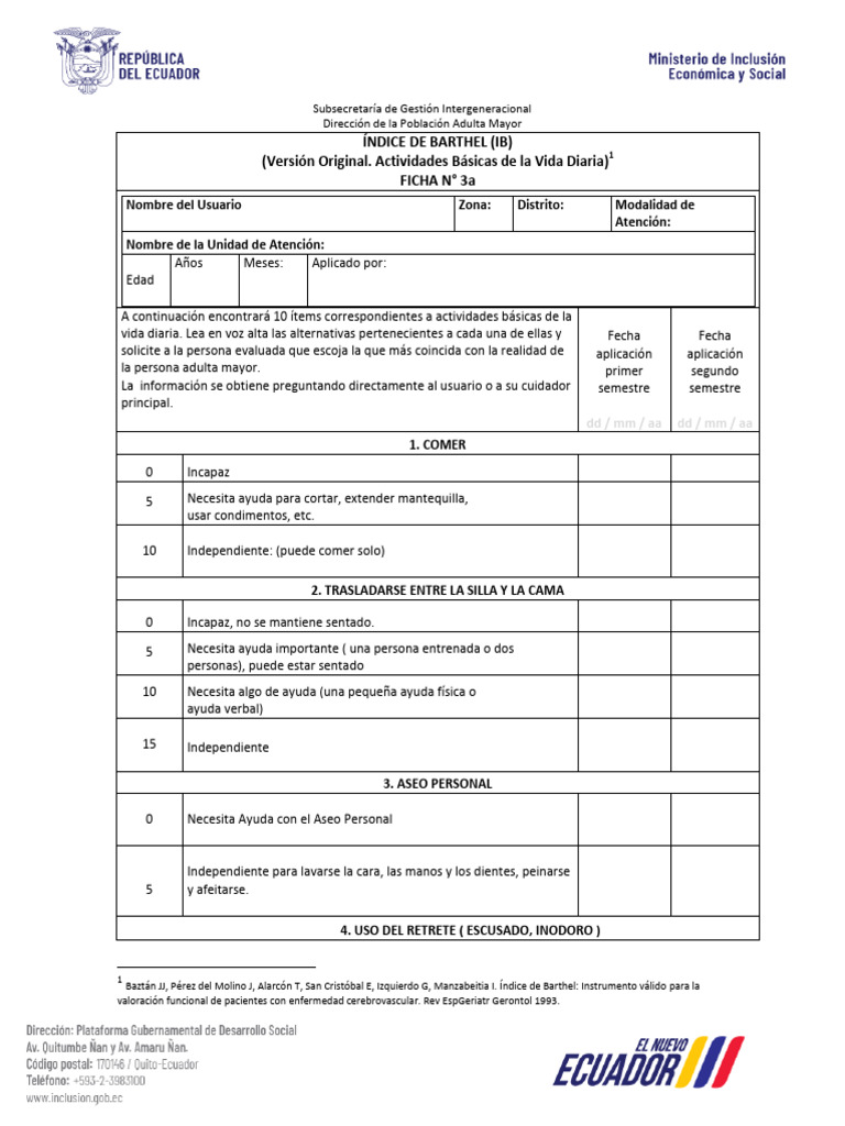 3.a Indice de Barthel | PDF | Relaciones personales, crianza y ...