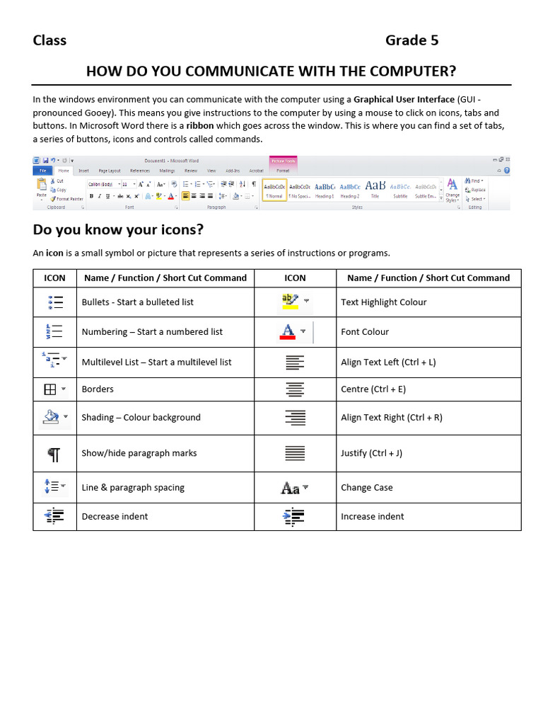 Microsoft Word Grade 5 | PDF