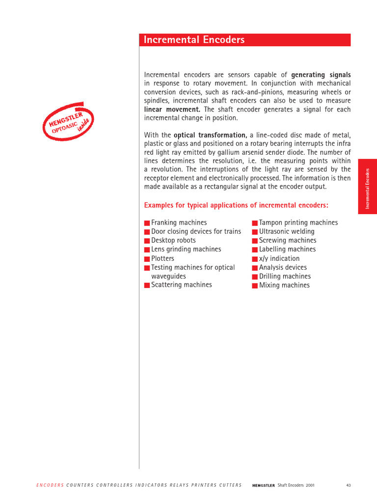 INCREMENTAL SHAFT ENCODER PRODUCTS | PDF