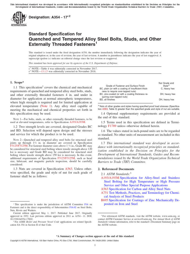 ASTM A354 17e2 | PDF