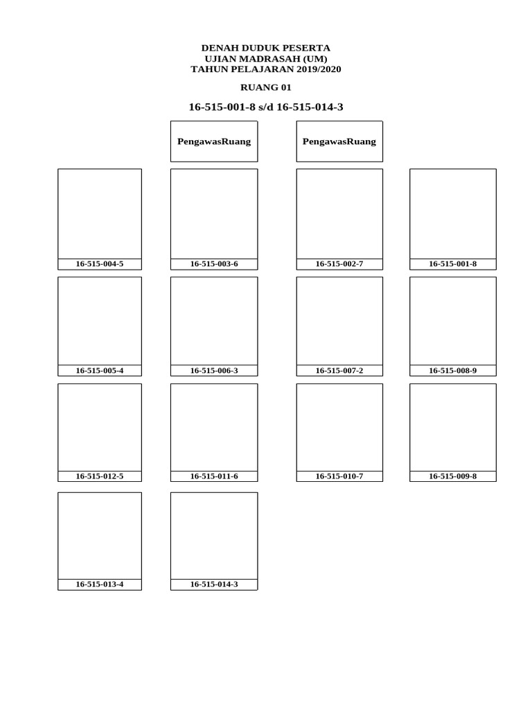 Denah Duduk Peserta Um | PDF