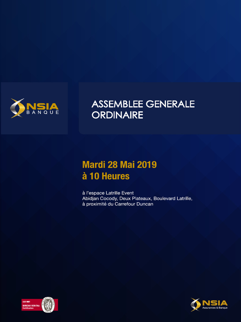 Brochure Ago 2019 Nsia Banque | PDF