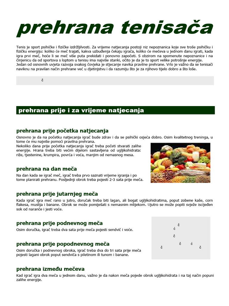 Prehrana za tenisače: Savjeti i strategije | PDF | Wellness