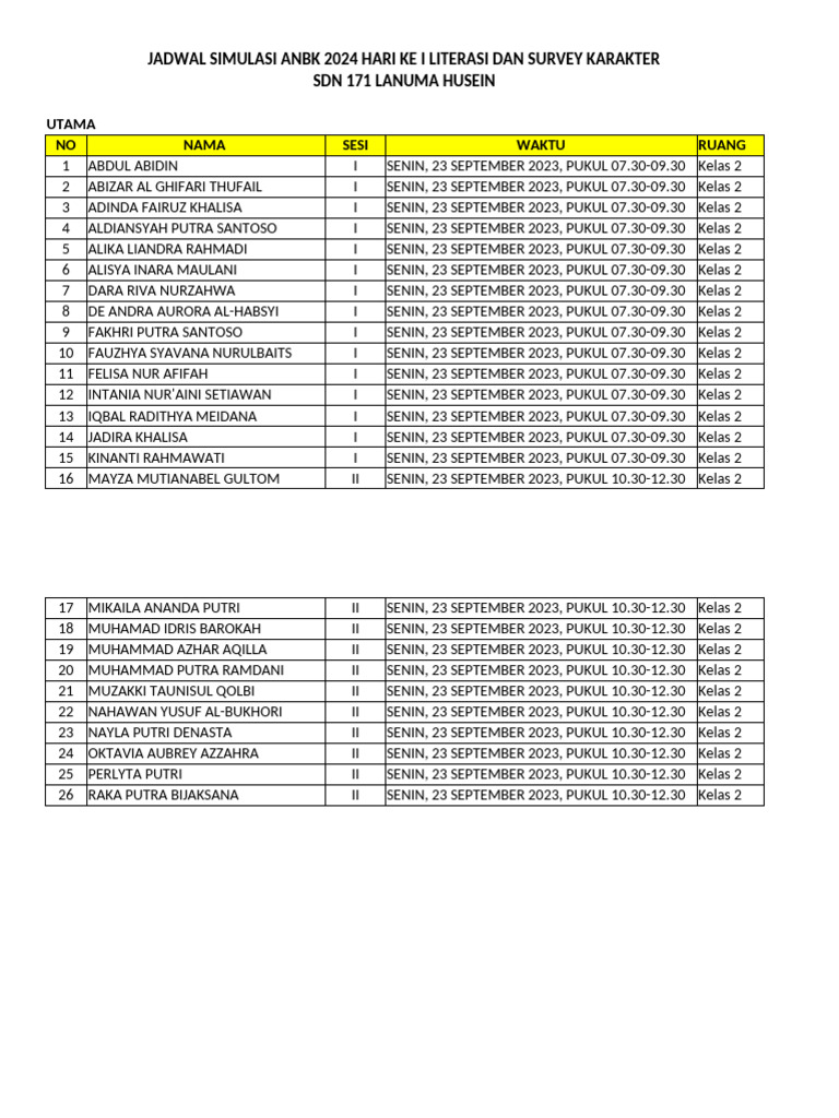 Jadwal Anbk 2024 | PDF