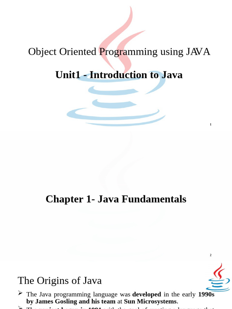 Unit1 - OOPJ Chapter-1 | PDF