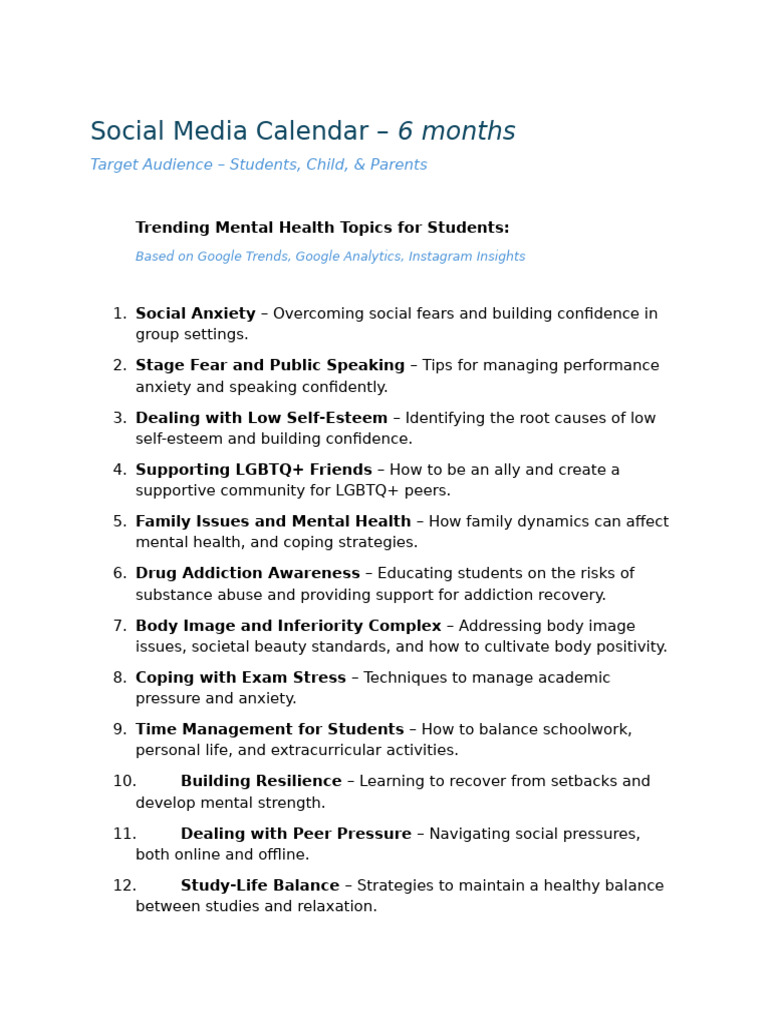 Content Detail & Calendar - SMH | PDF