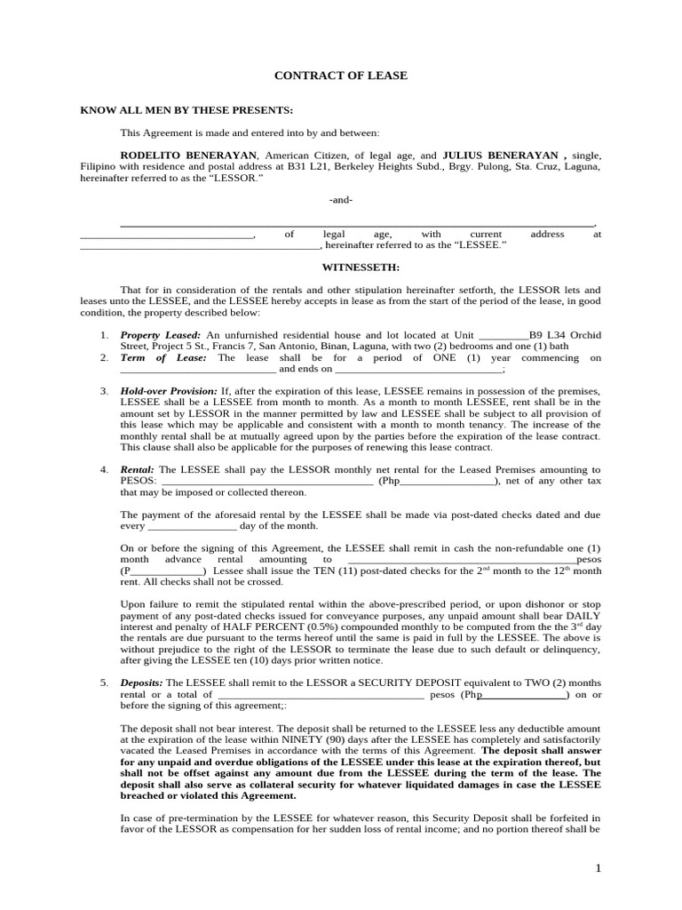 Lease of Contract | PDF
