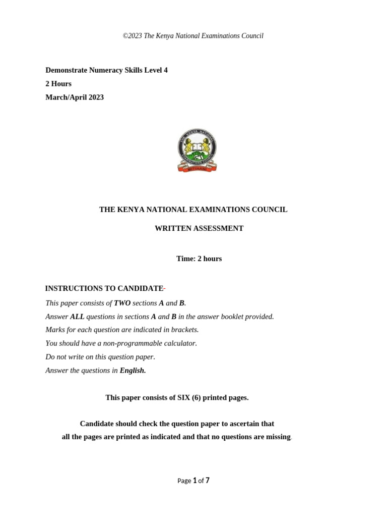 4-Numeracy Skills-1679389783.Candidate's Tool L4 | PDF