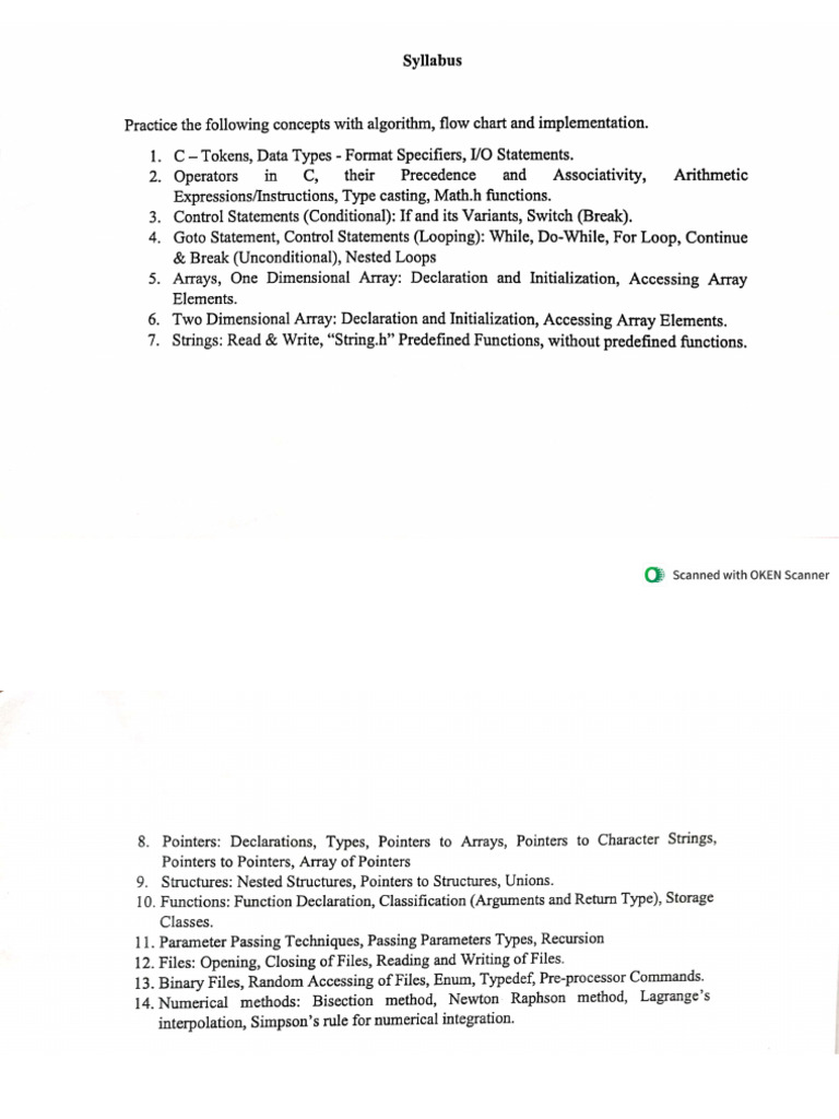 CP Lab Syllabus | PDF