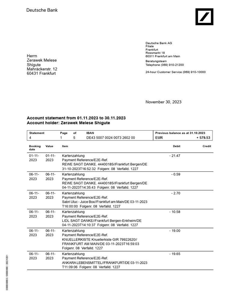 Bank Statements Pdf