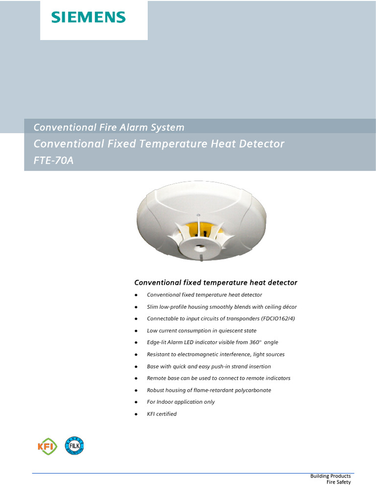 Fixed-Temperature Heat Detector | PDF
