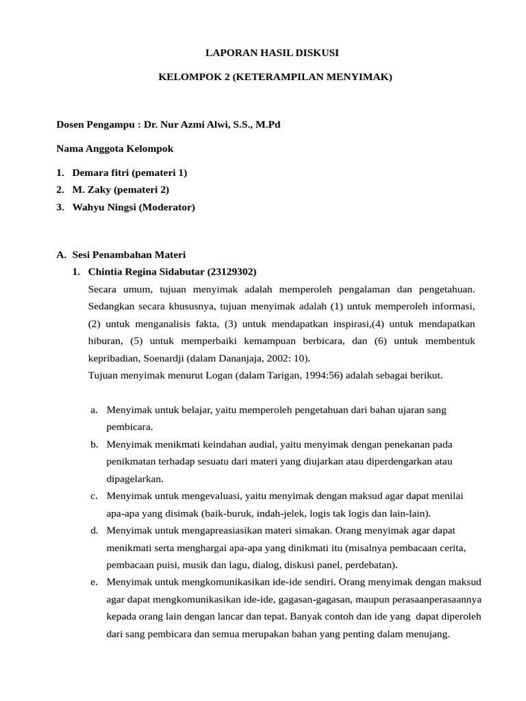 Laporan Hasil Diskusi | PDF