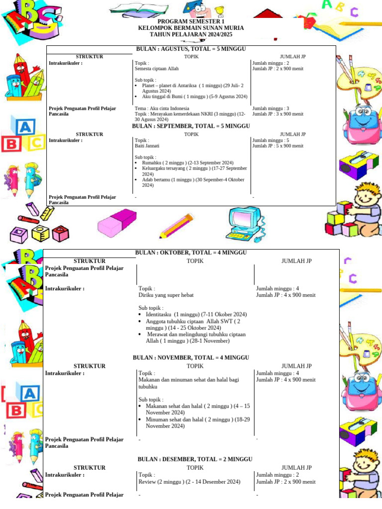 Program Semester 1 | PDF