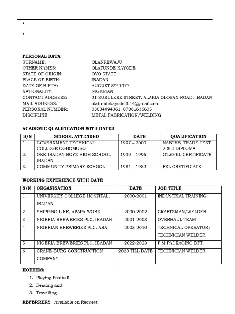 Objectives: Personal Data | PDF