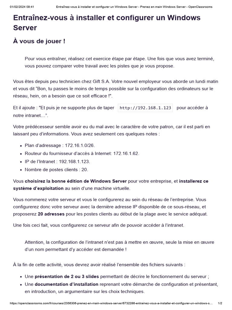 4-5 Entraînez-Vous À Installer Et Configurer Un Windows Server | PDF