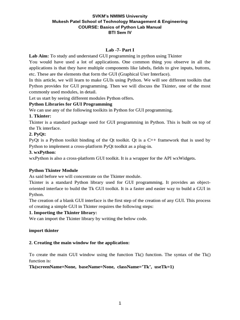 Basics of Python - Lab8 | PDF