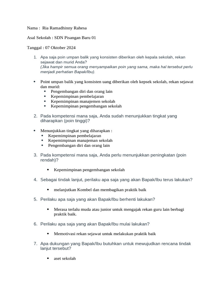 Refeleksi Hasil Umpan Balik | PDF