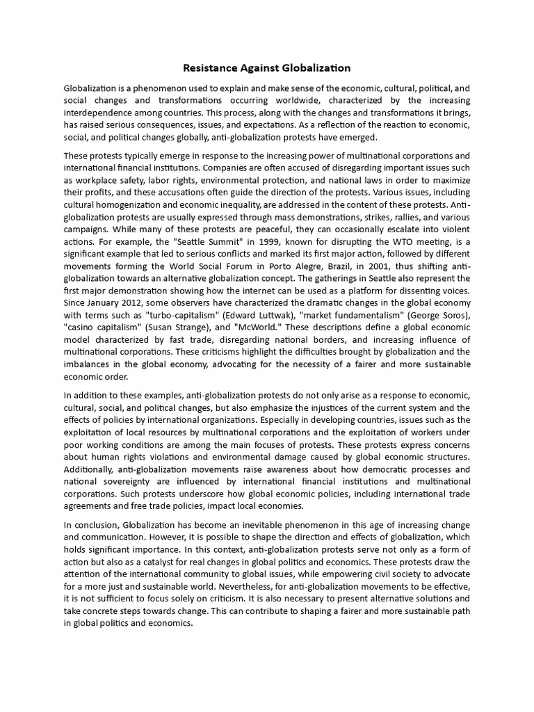 Resistance Against Globalization | PDF