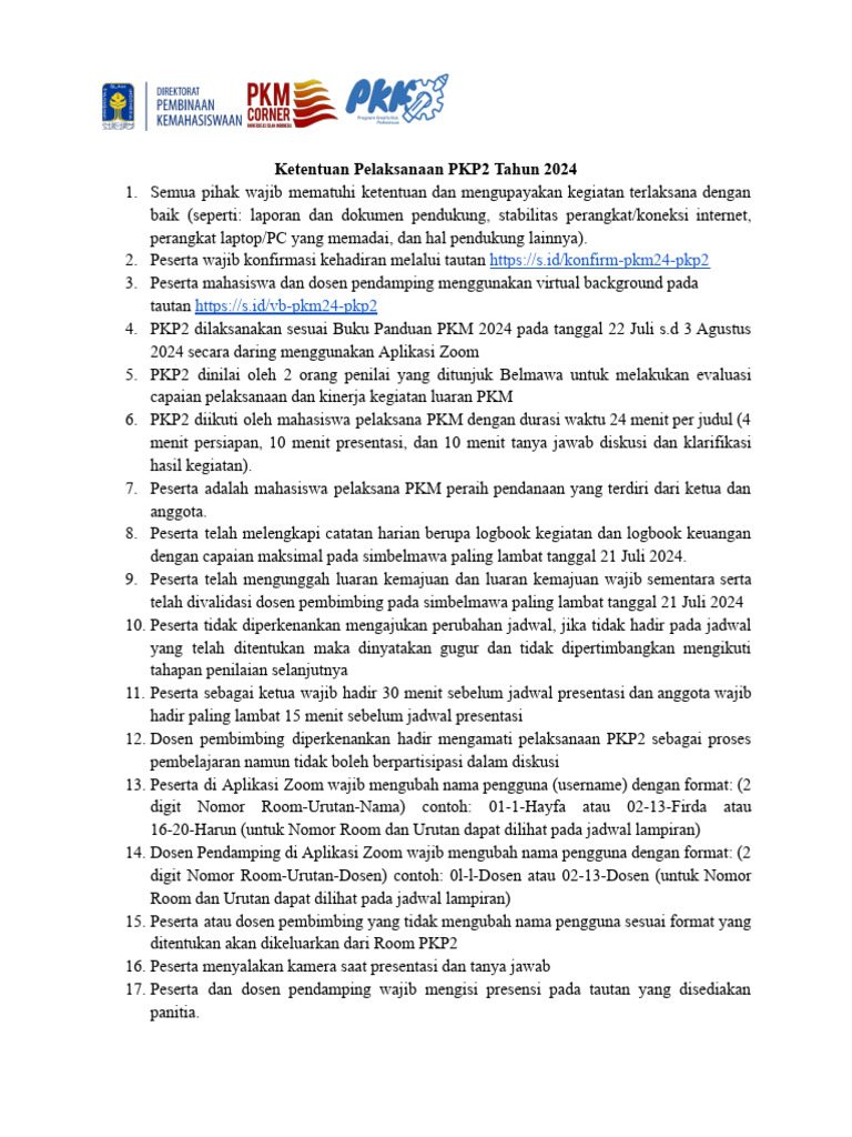 Teknis & Mekanisme PKP2 Tahun 2024-1 | PDF