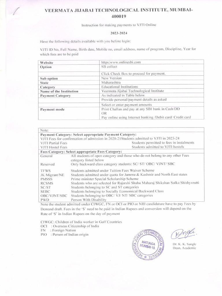 Fee Structure AY2023 24 Hostel Fees for First Year Diploma Degree and ...