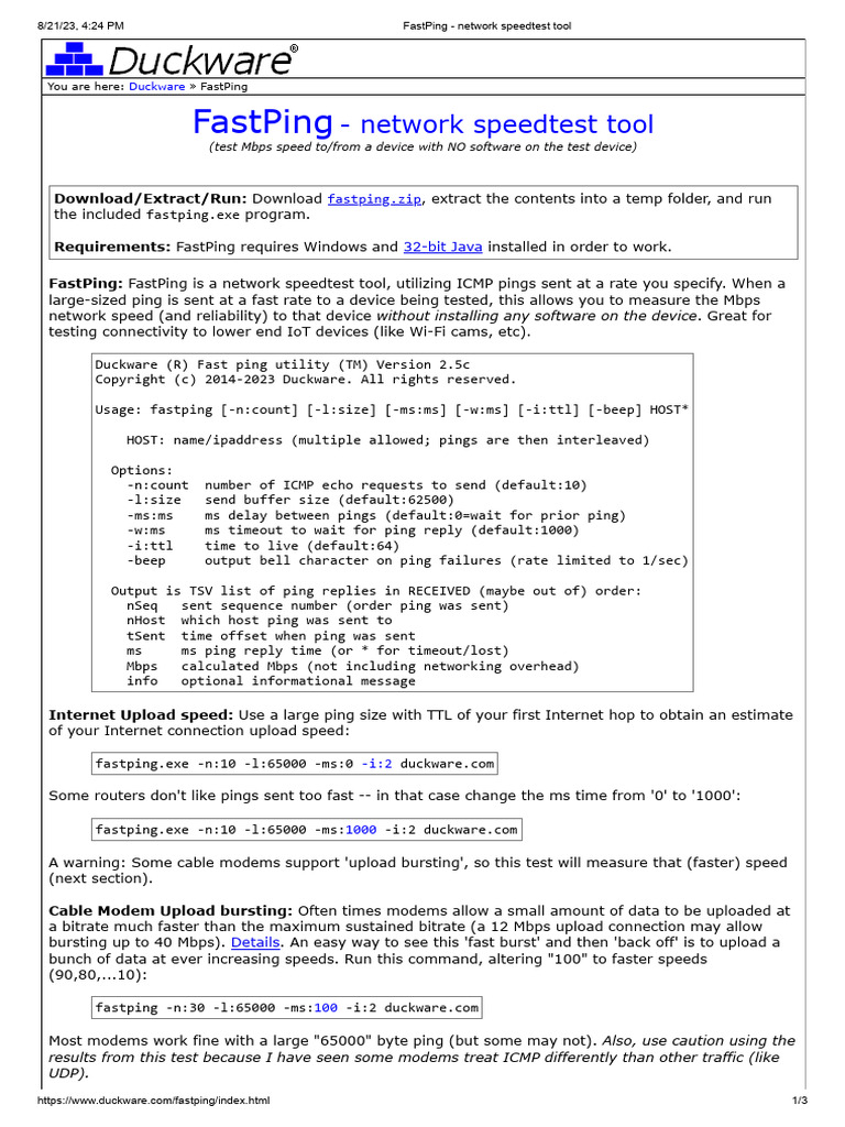 FastPing - Network Speedtest Tool | PDF