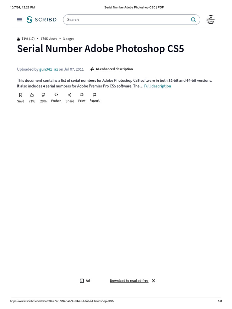 Serial Number Adobe Photoshop CS5 - PDF | PDF