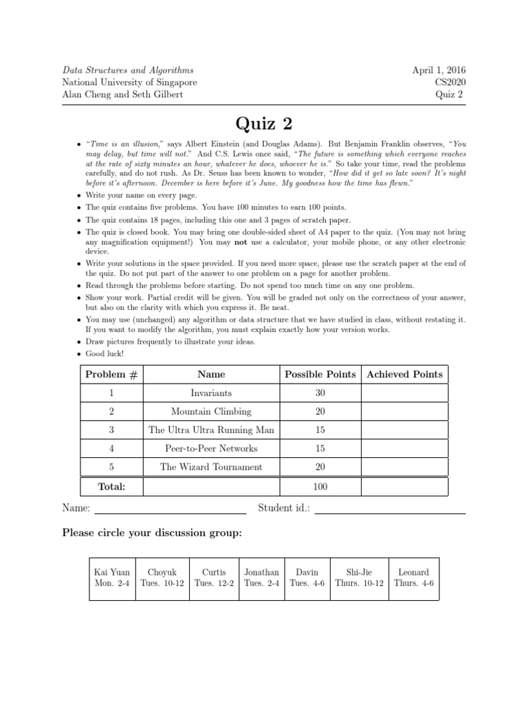 Quiz2 2016 | PDF