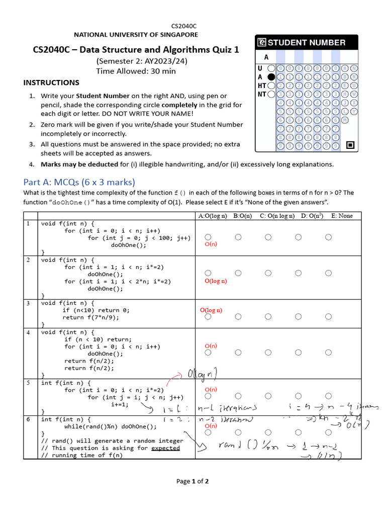 2024 Feb Quiz 1 Ans | PDF
