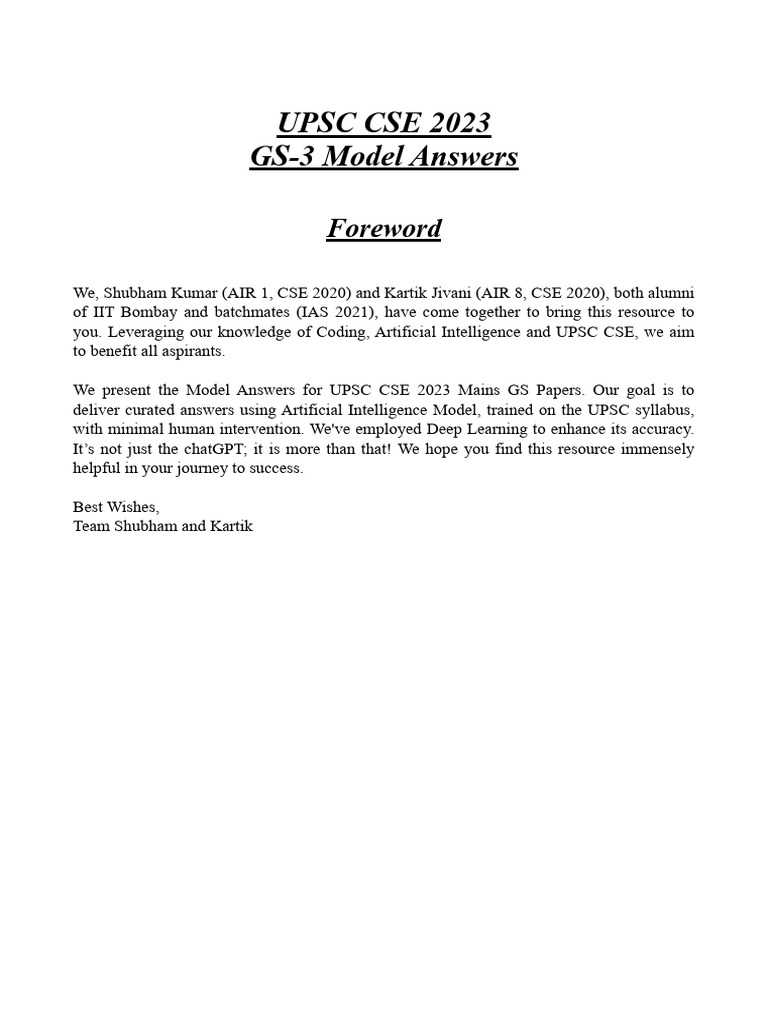 GS3 Model Answers CSE 2023 | PDF