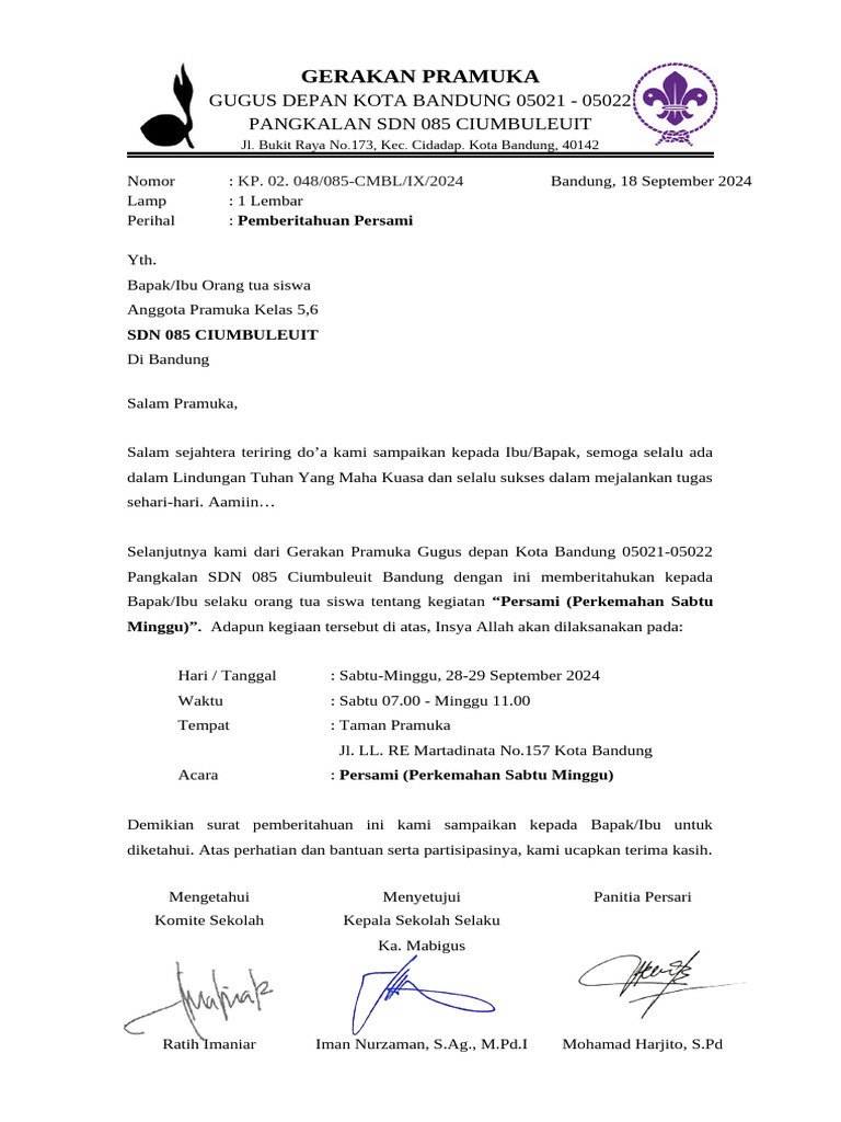 Surat Undangan Persami | PDF