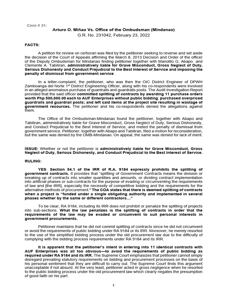 Case Digest 2022 (Set 3) | PDF