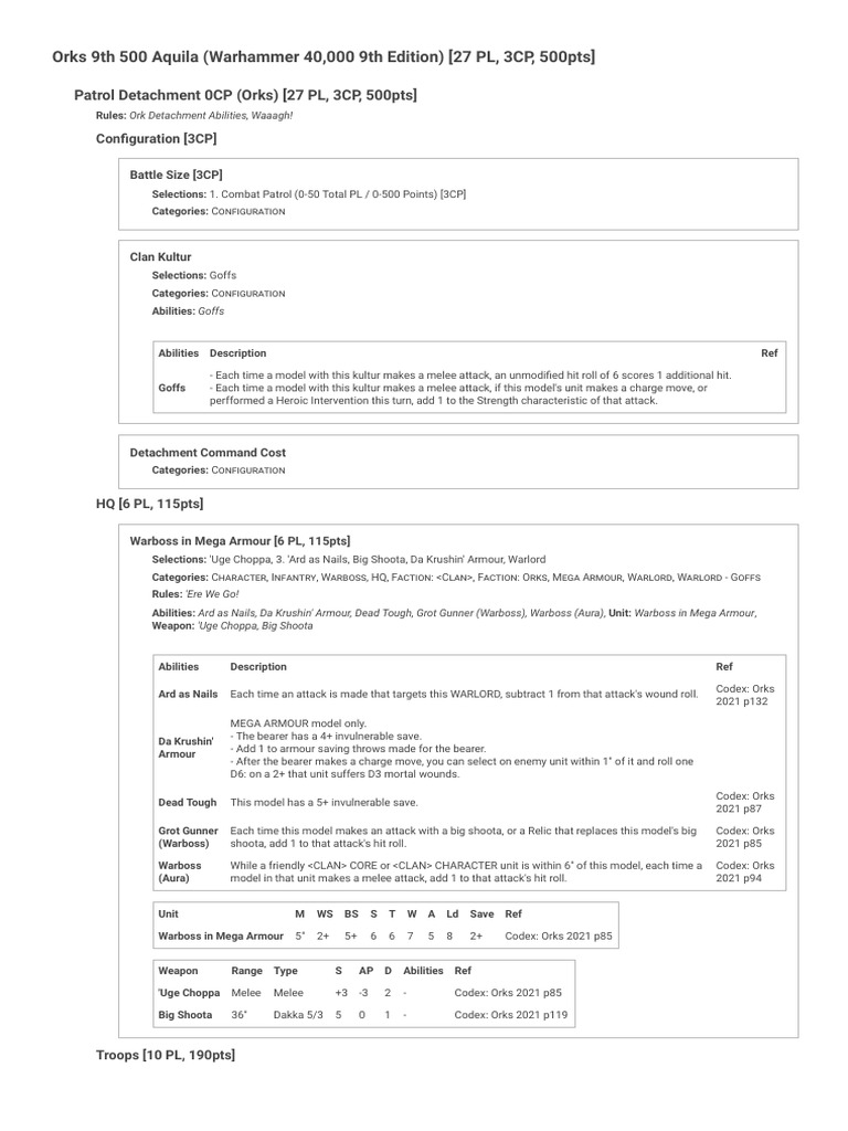 Orks 9th 500 Aquila 1 | PDF
