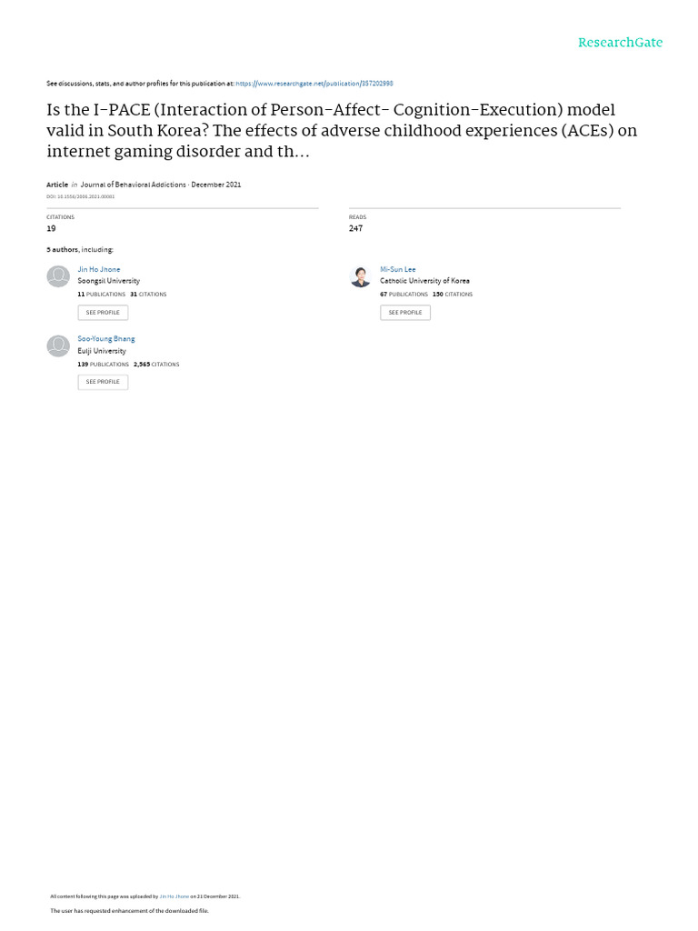 JournalofBehavioralAddictionsIstheI PACEInteractionofPerson Affect Cognition ...
