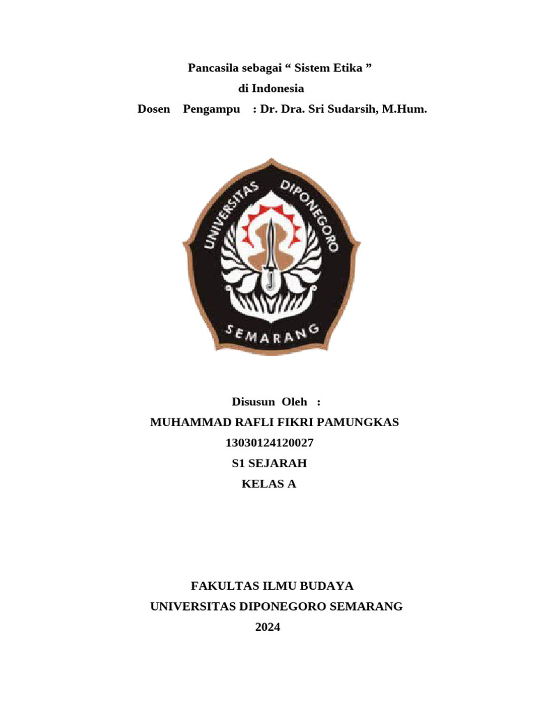 Pancasila Sebagai - Sistem Etika Rafli 027 | PDF