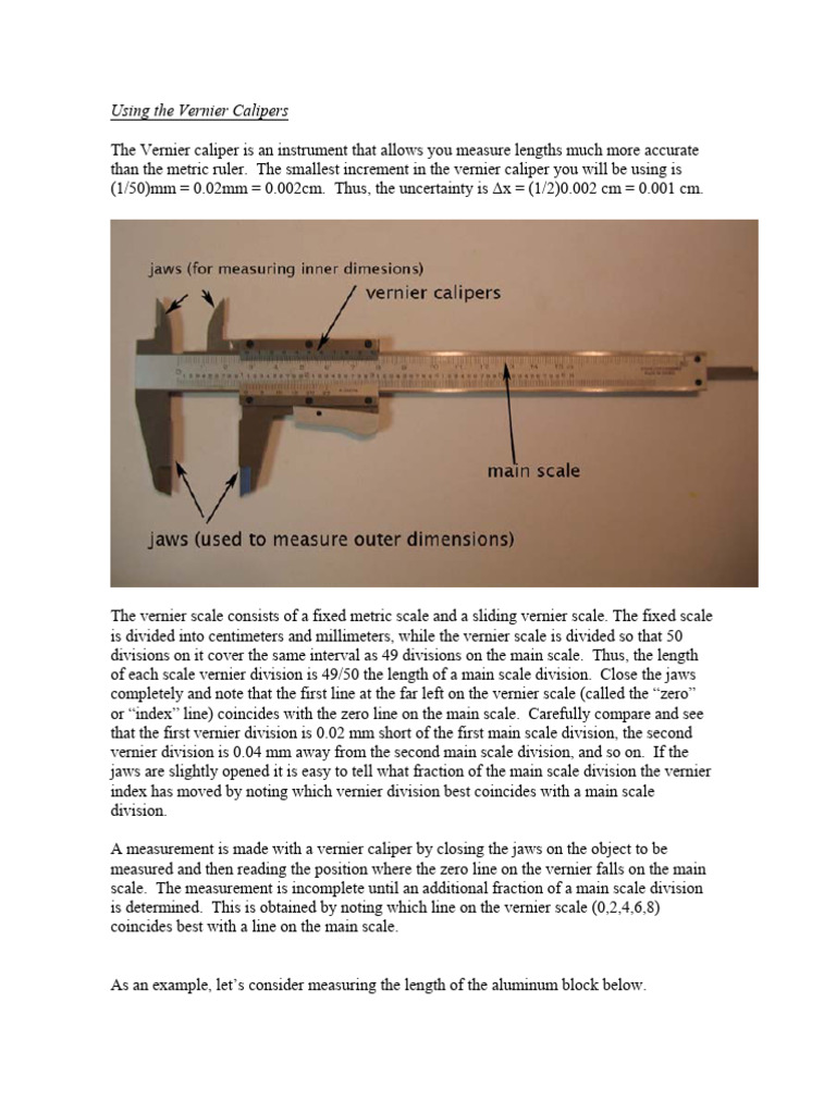 How To Use Vernier Calipers | PDF