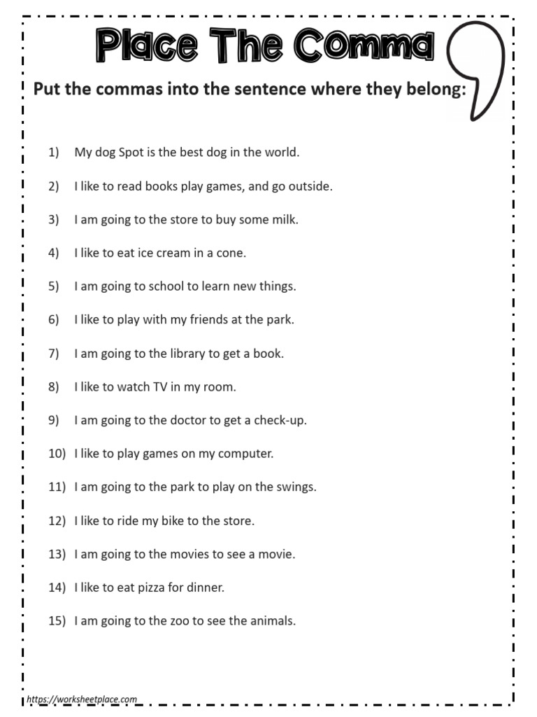 Comma Worksheets 16 | PDF