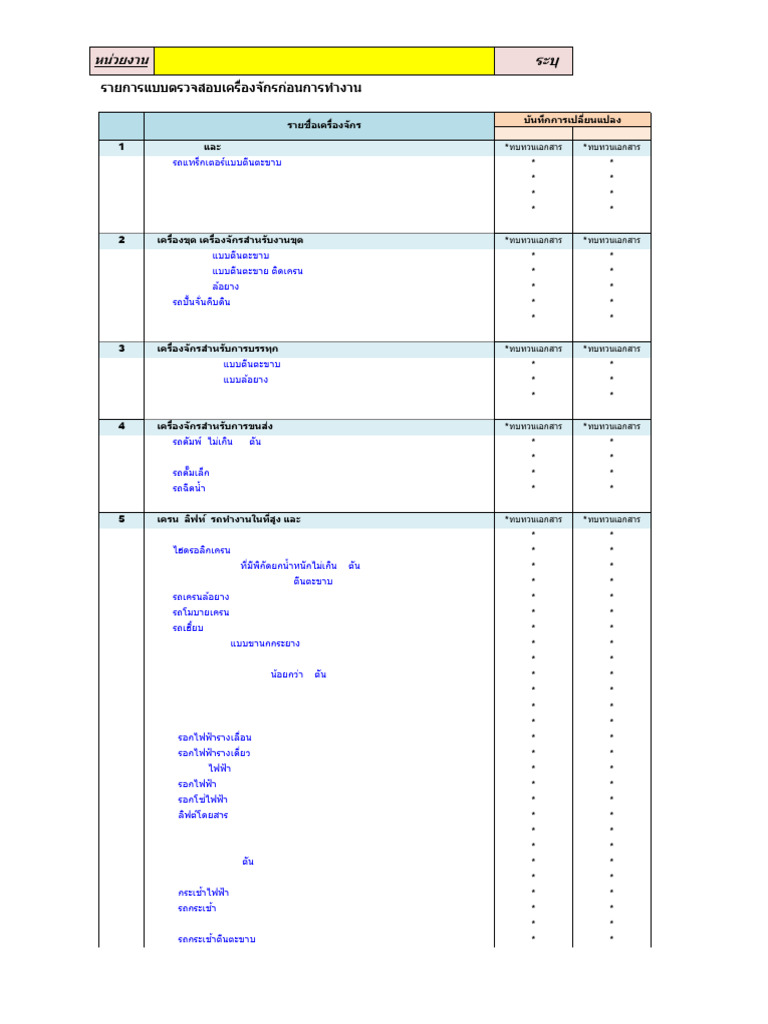 แบบฟอร์ม Check sheet | PDF
