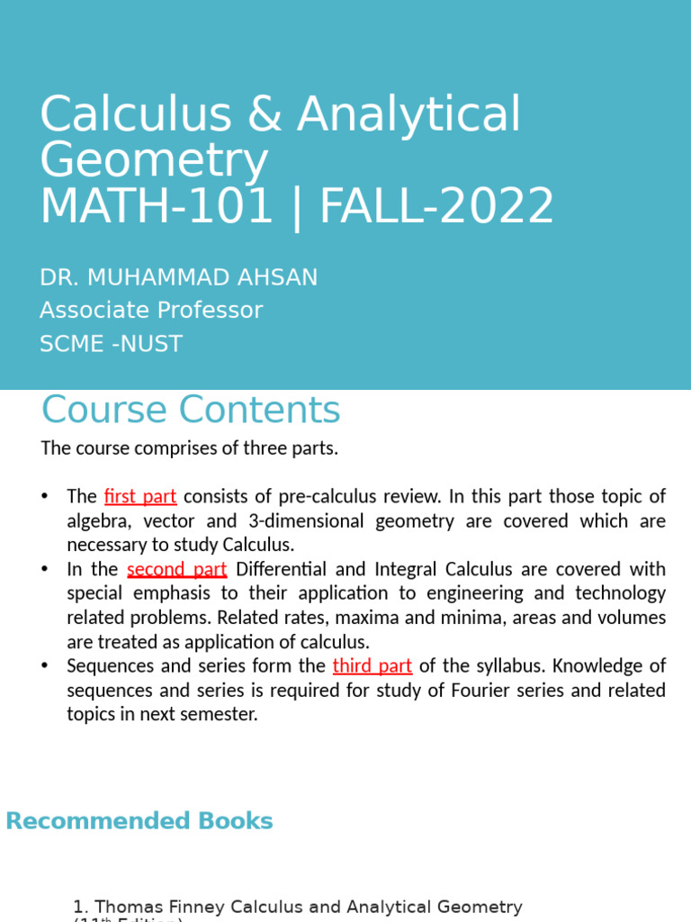 MATH 101 Calculus and Analytical Geometry (1) | PDF