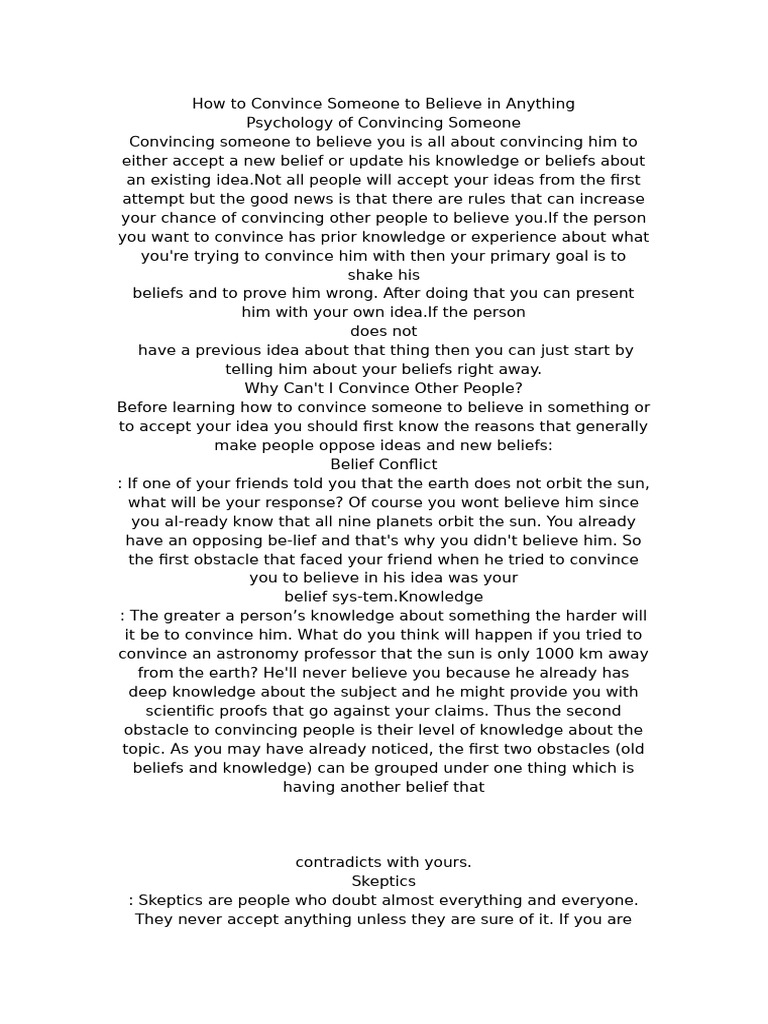 How To Convince Someone To Believe in Anything | PDF