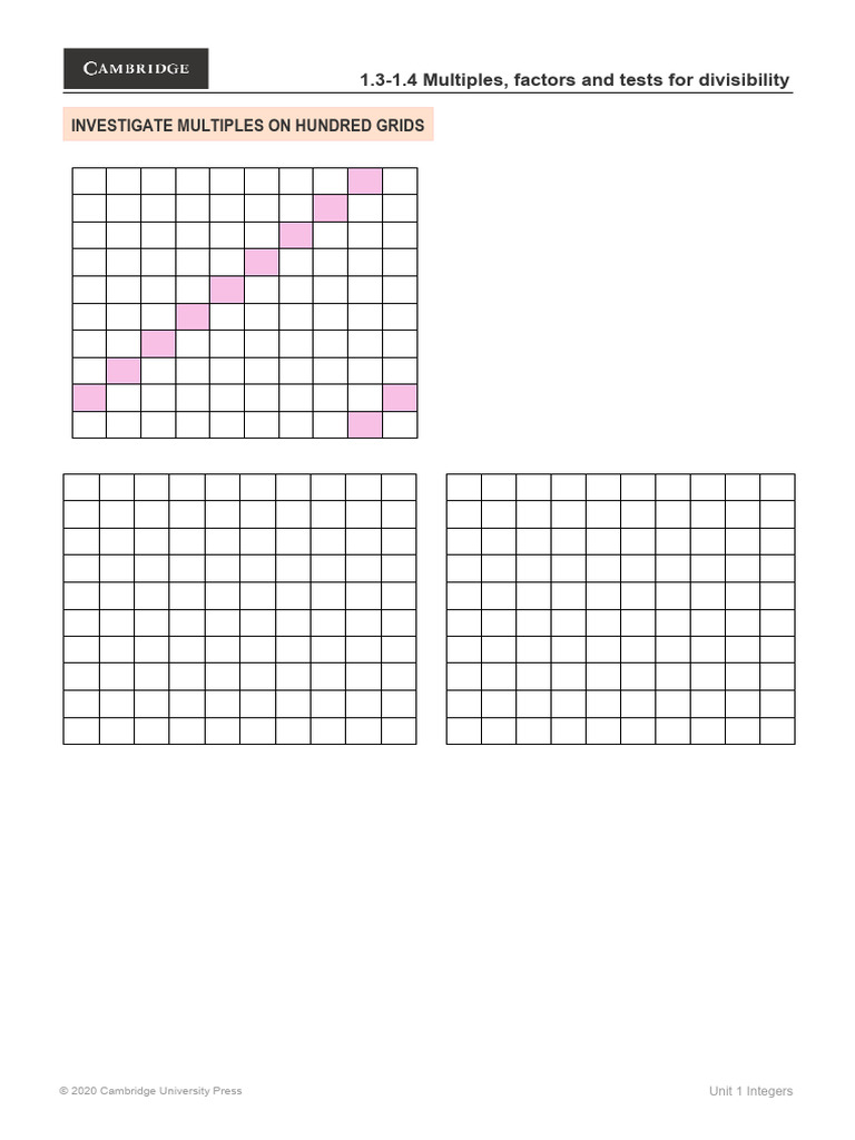 Investigate Multiples On Hundred Grids | PDF