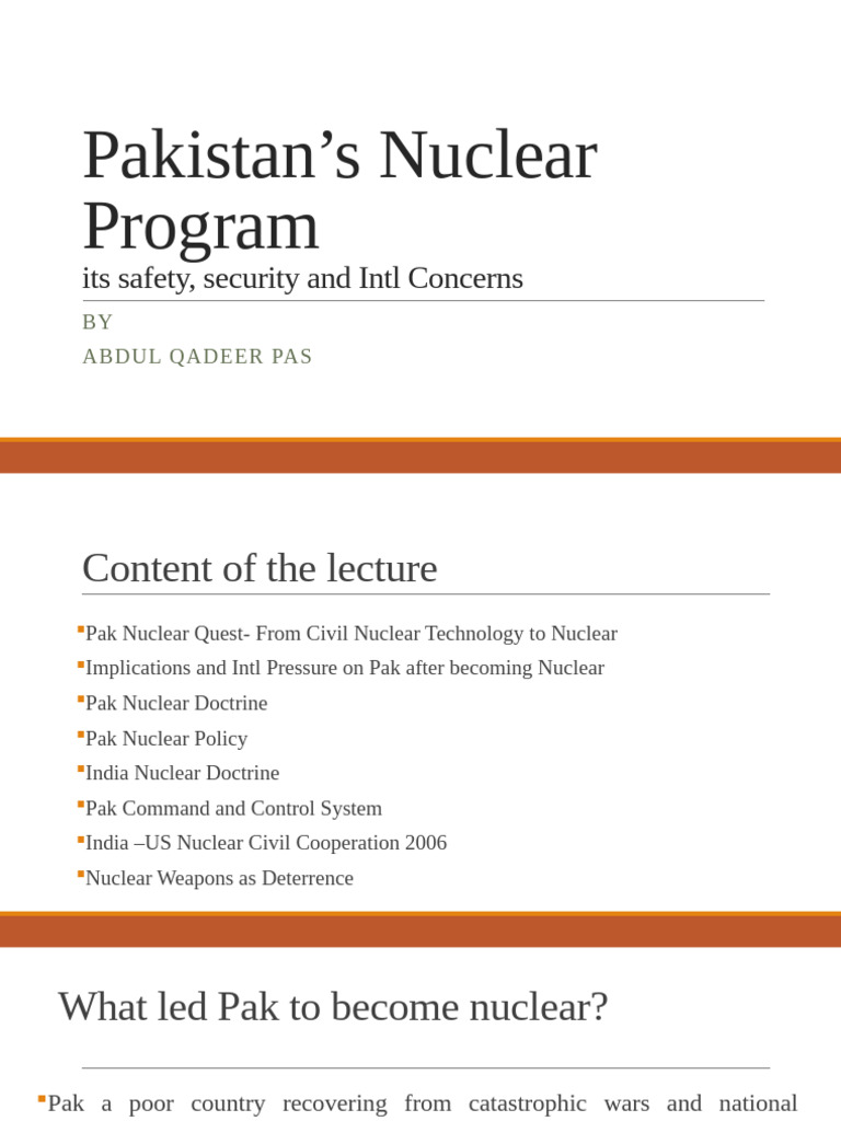Pakistan Nuclear Program Lec 3,4 | PDF