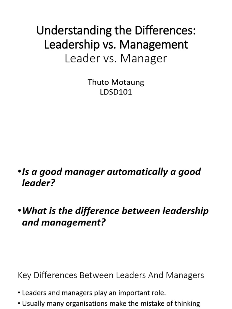 Management Vs Leadership 1 | PDF